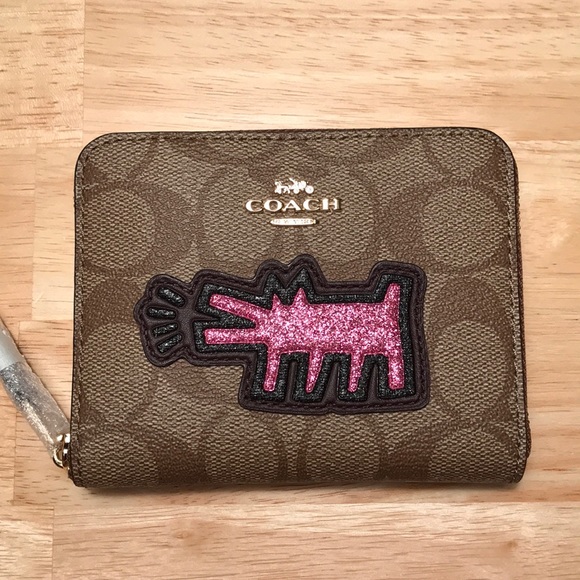 Coach | Bags | Coach Keith Haring Dog Small Zip Around Wallet Nwt ...